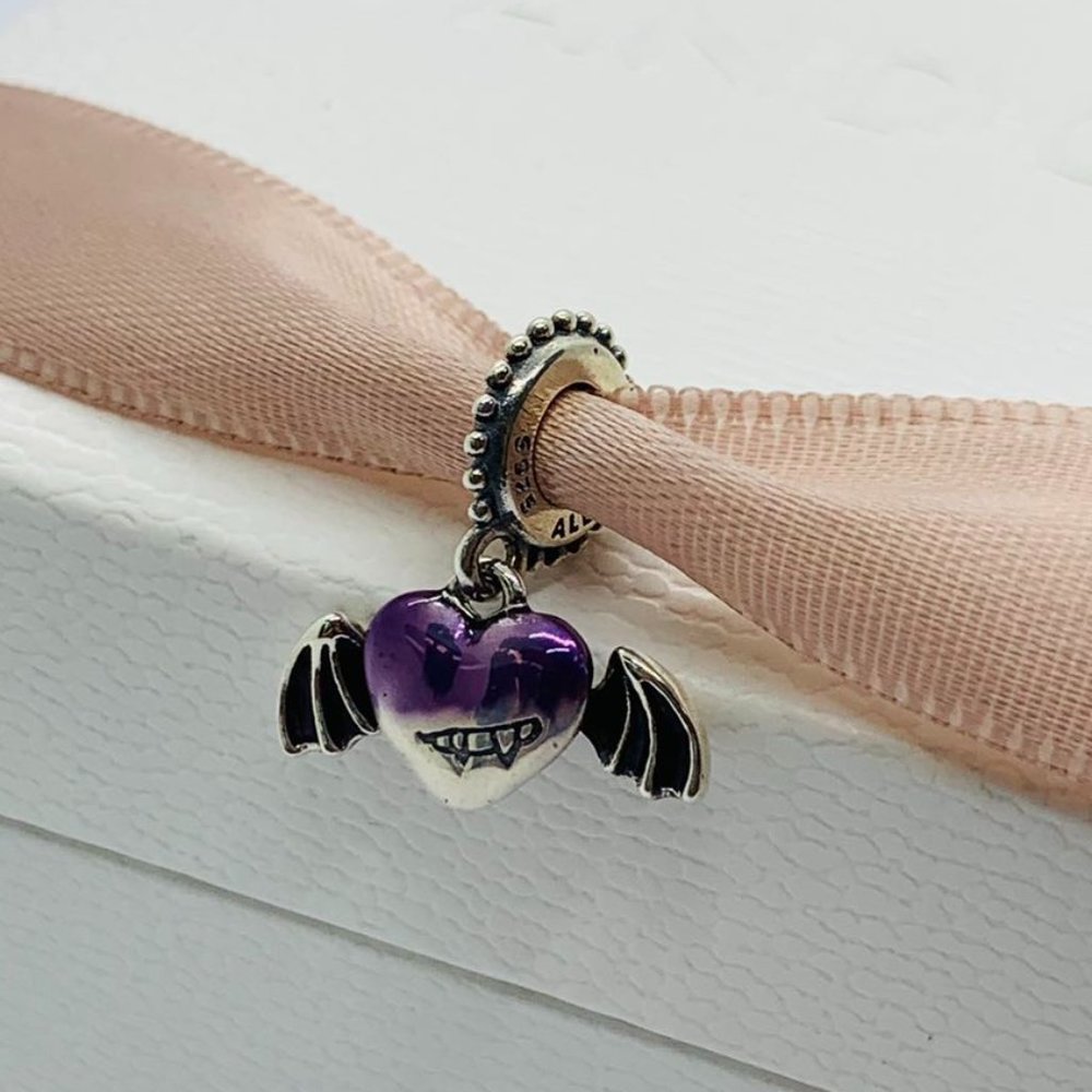 Pandora Vampire Winged Heart Dangle Charm - Gem